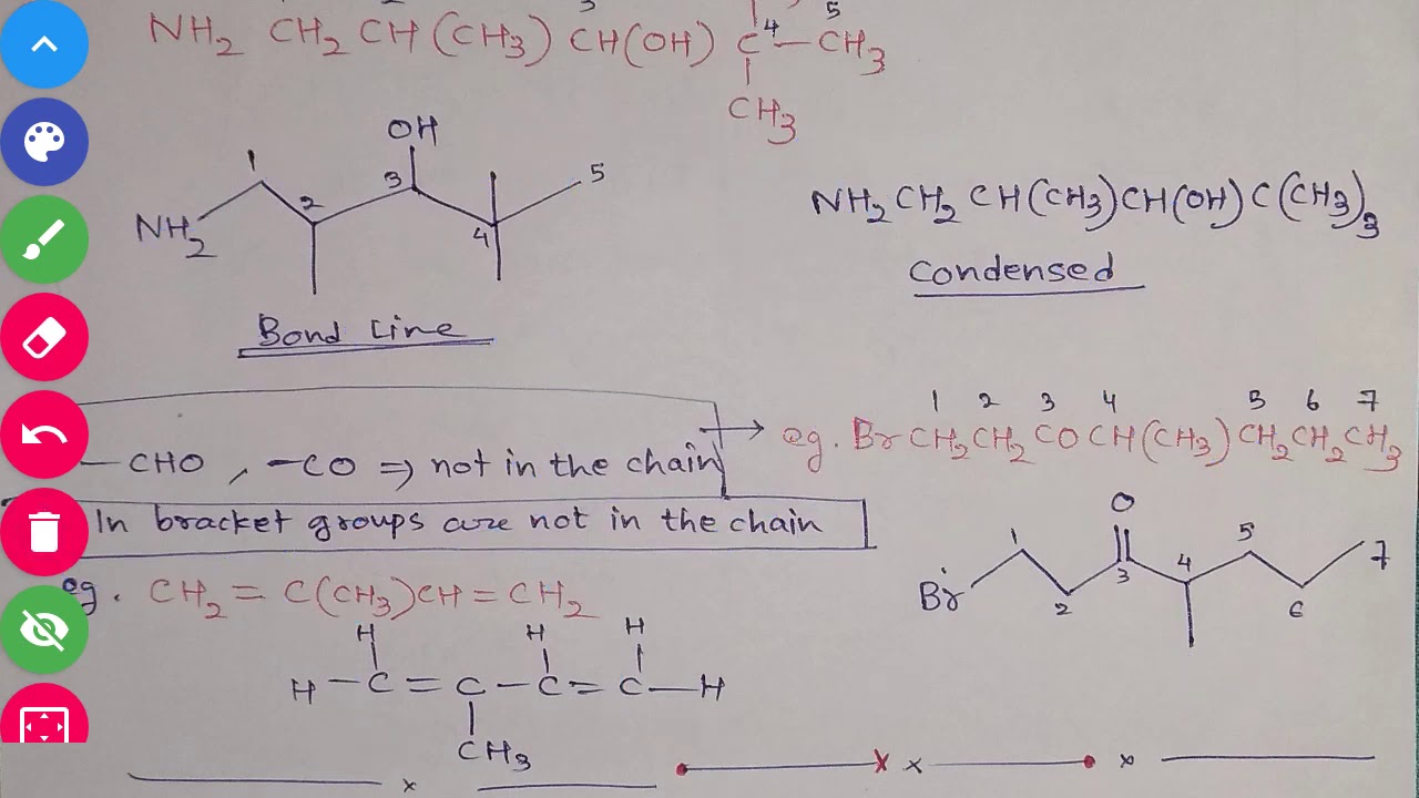 How to write an organic compound in its condensed and bond line formula ...