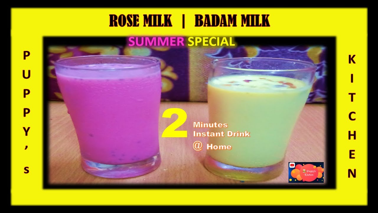 How to prepare Rose Milk | Badam Milk at Home | 2 mins Healthy drink ...