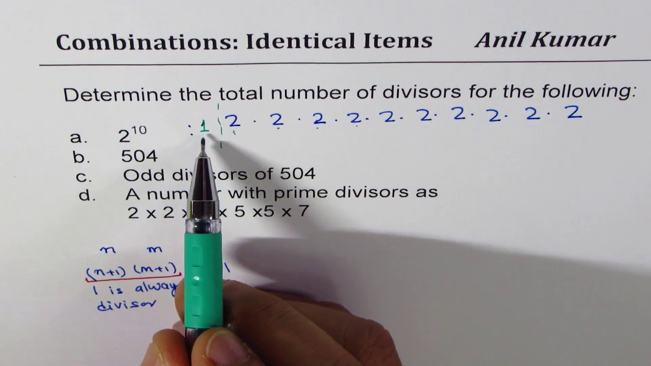 Total Numbers Of Factors Or Divisors Combination With Identical Items total-numbers-of-factors-or-divisors-combination-with-identical-items