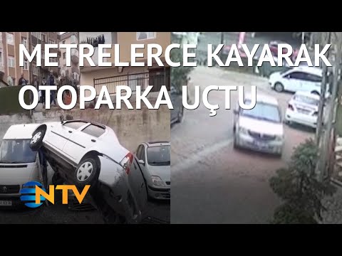 @NTV Freni boşalan otomobilin uçtuğu anlar kamerada
