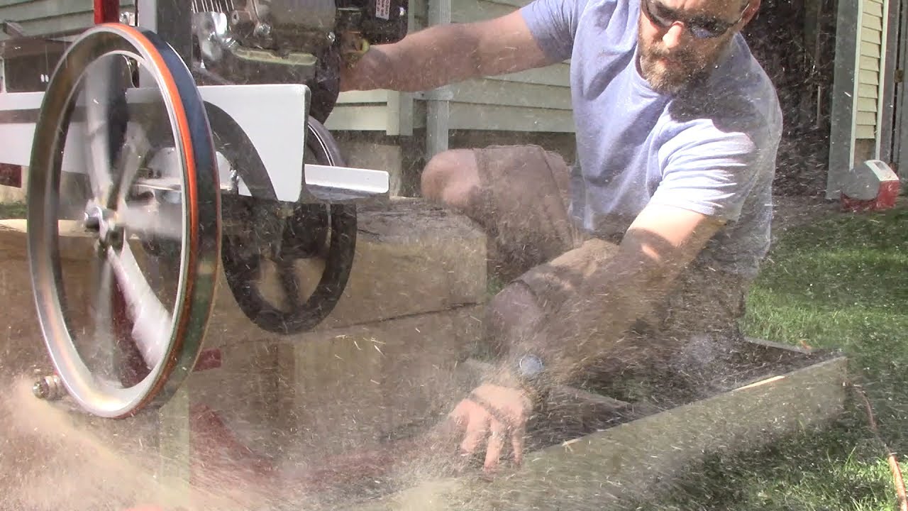 Homemade Sawmill, bigger motor - Ripping Through Logs! - YouTube