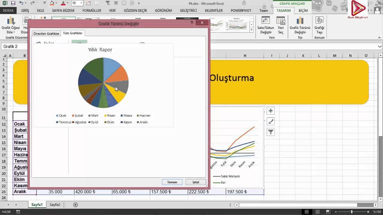 #4 EXCEL'de Grafik Oluşturma - YouTube