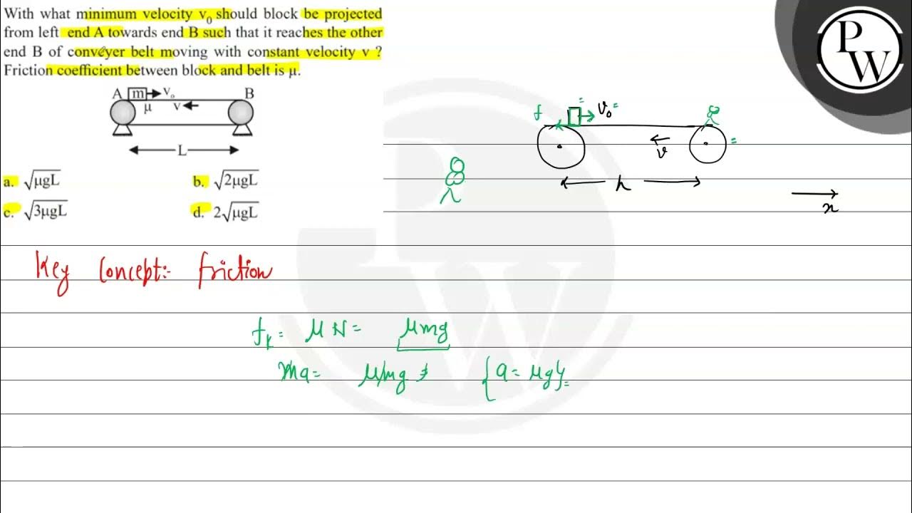 With what minimum velocity \( \mathrm{v}_{0} \) should block be projected from left end A toward ...