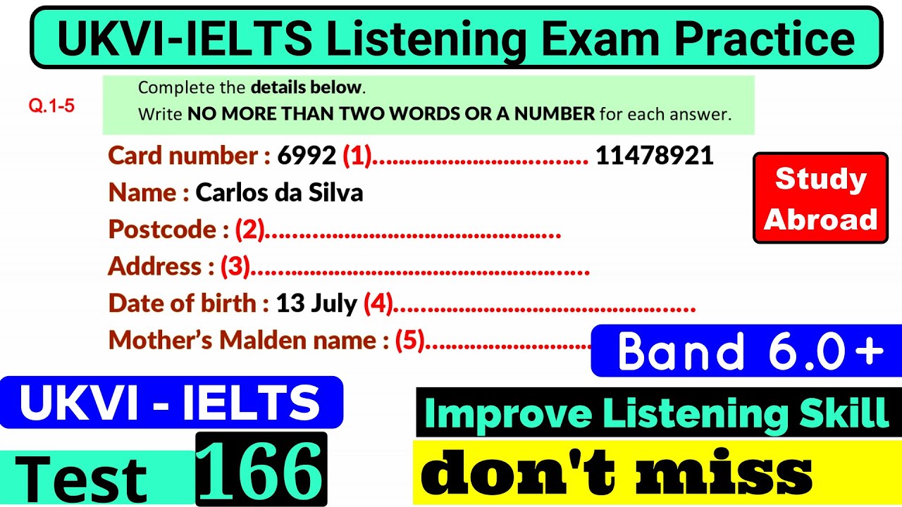 UKVI IELTS Listening Practice Test 2025 with Answers || TEST - 166 ...