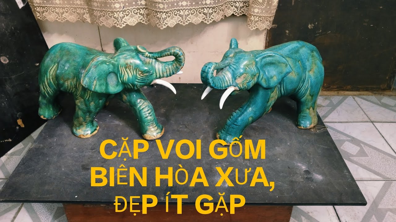 CẶP VOI GỐM BIÊN HÒA XƯA, ĐẸP, ĐỘC ĐÁO, TỐI NGÀY 27/6/2024(0977839132 ...