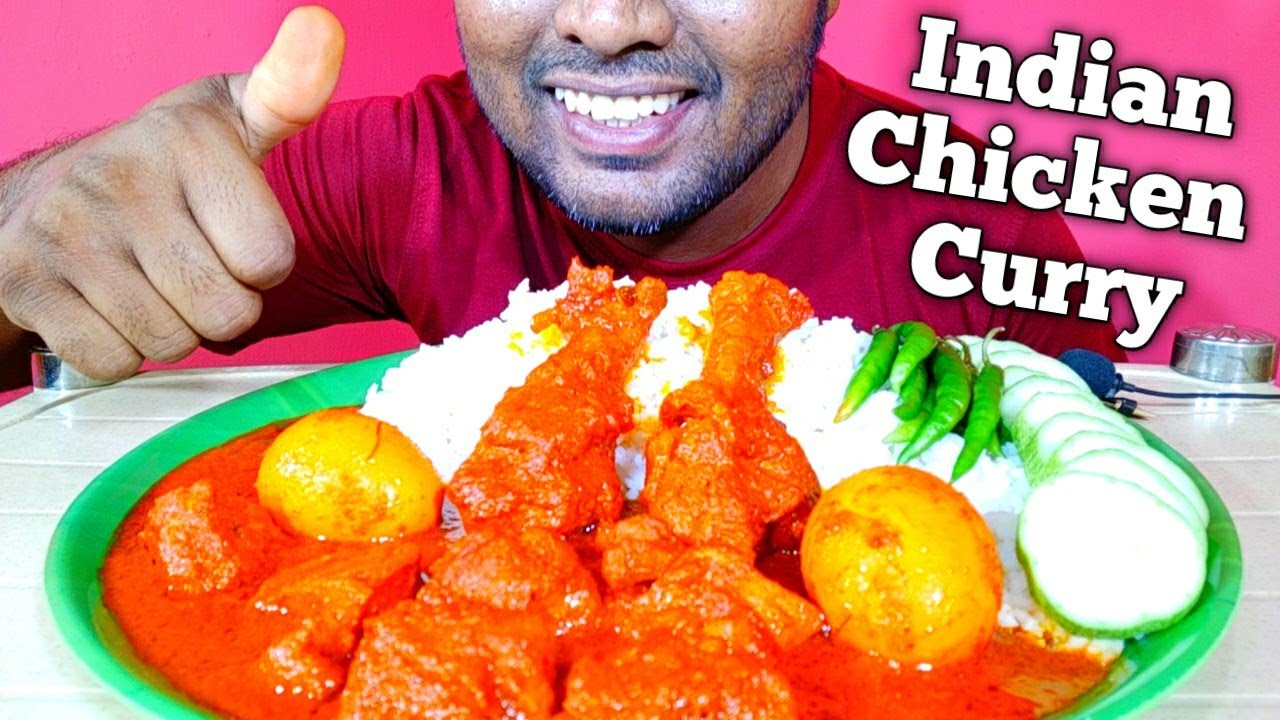 Asmr Eating Chicken Curry With Rice | Mukbang Eating Show | Indian Food ...