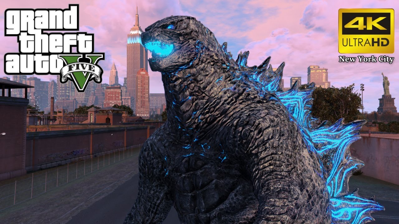 GTA 5 - Godzilla Arrives in New York City... (4K Ultra HD Gameplay ...