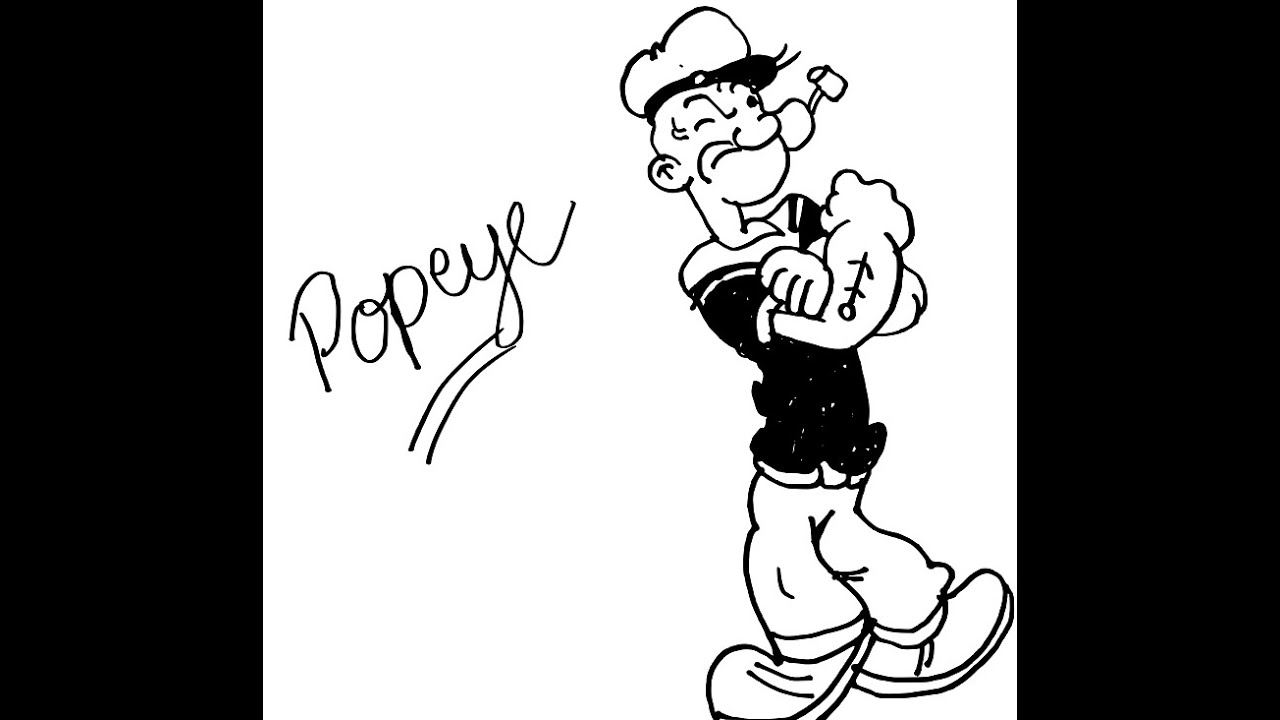How to draw Popeye | Real Time | step by step | tutorial | Happy Music ...