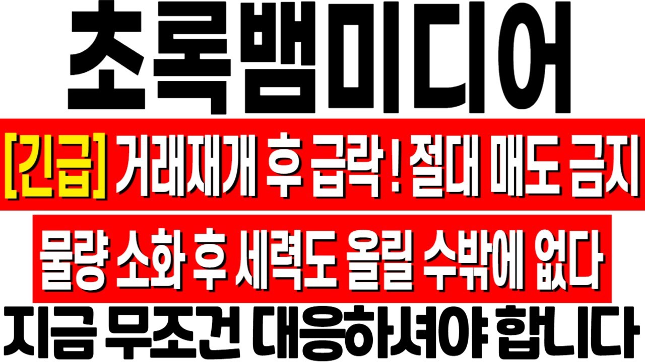 초록뱀미디어 주가 전망 상장 유지 결정 거래재개 후 급락 발생 절대 매도 금지 세력도 올릴 수밖에 없다 초록뱀미디어 주식 초록뱀미디어 상장폐지 초록뱀미디어
