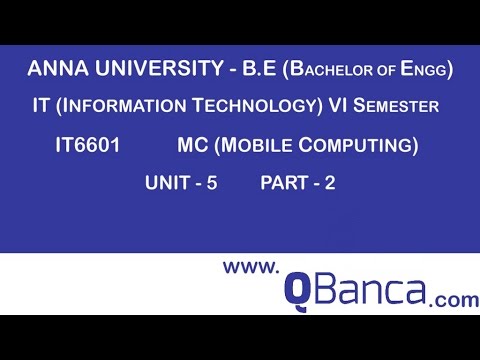 QBanca | Anna University-2013 R | IT DEPT(6TH SEM) | IT6601- MOBILE COMPUTING | Unit 5 | Part-2 ...