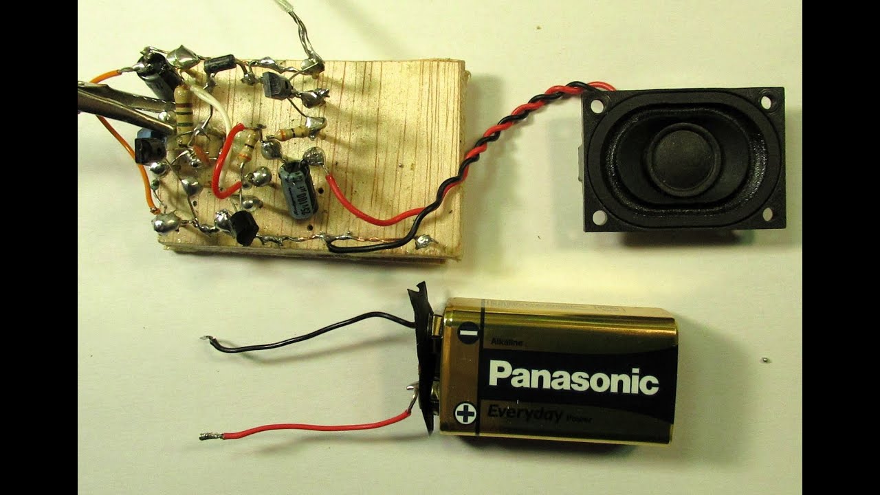 3 transistor mini amplifier for 9 Volt only suitable to amplify beep ...
