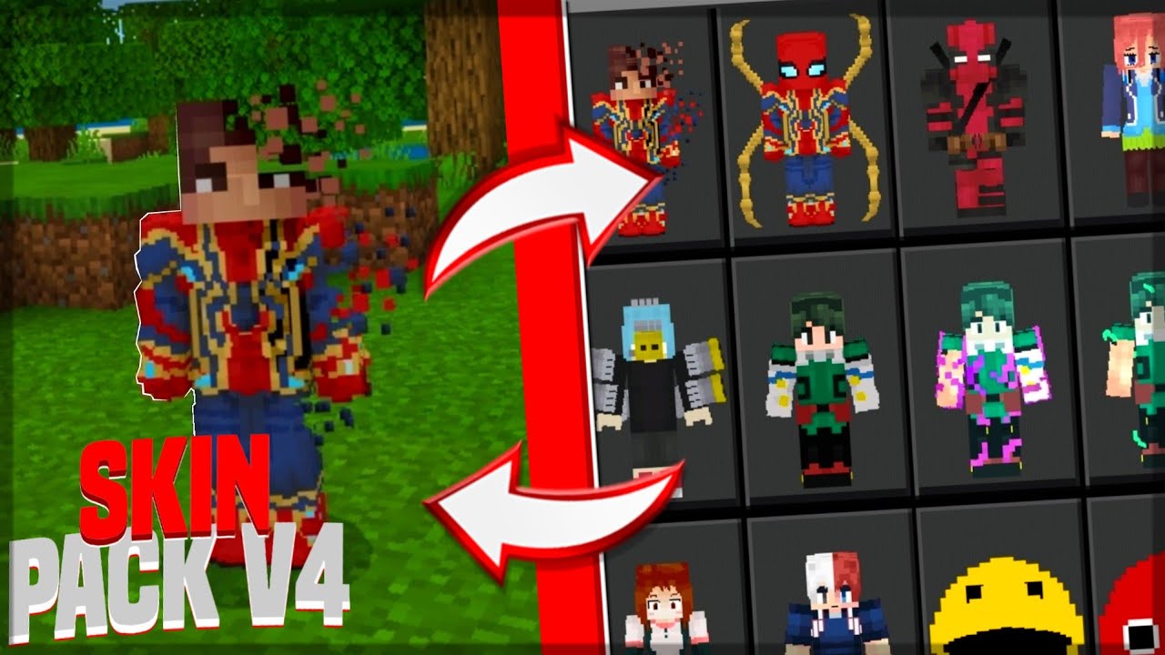 🔥SAIU SKIN PACK V4 COM MAIS DE 125 SKINS 4D NO MCPE!! MINECRAFT POCKER ...