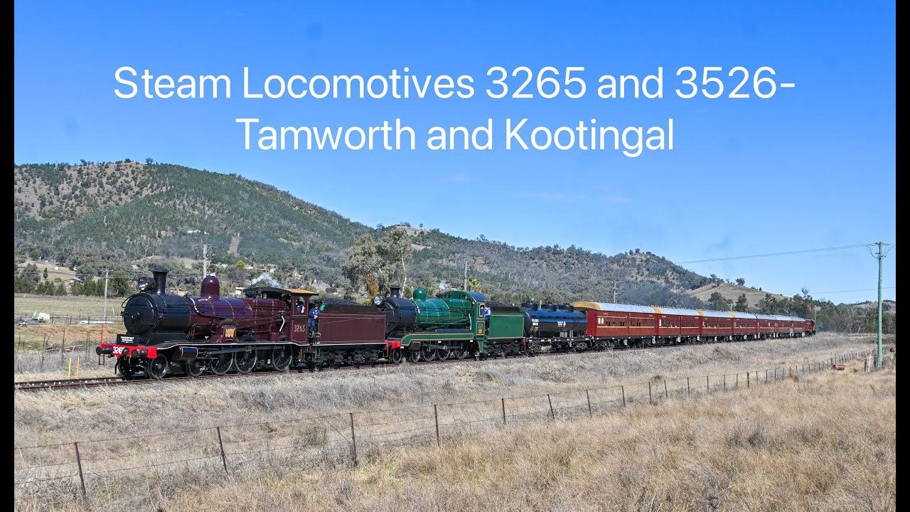 Steam Locomotives 3265 and 3526- Tamworth to Kintingal Shuttles - YouTube