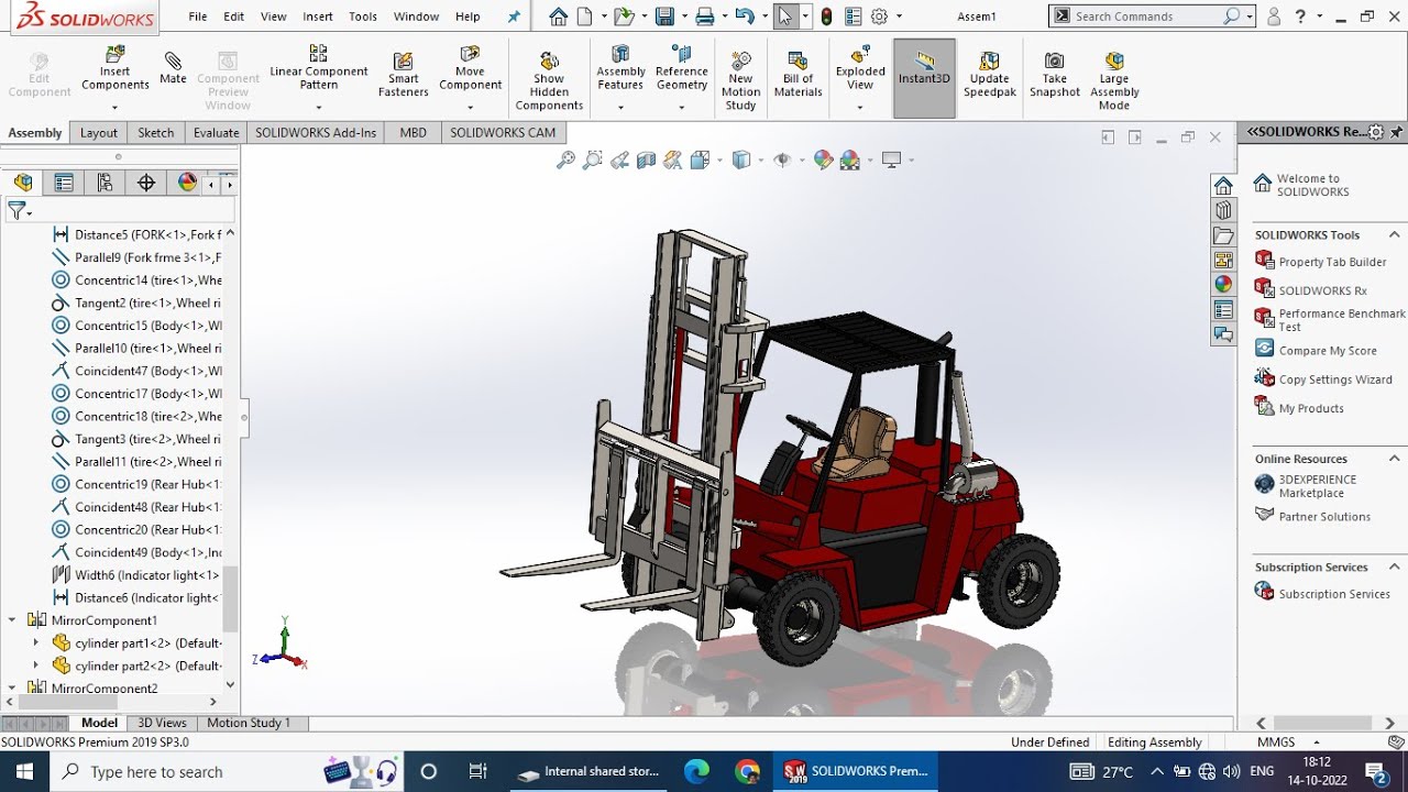 FORKLIFTER PART2 DESIGN IN SOLIDWORKS SOLIDWORKS TUTORIAL FOR BEGINNERS ...