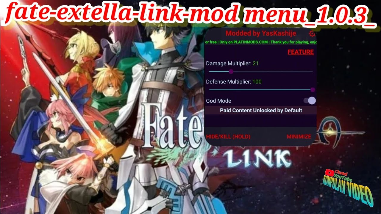 Update Fate/EXTELLA LINK MOD APK 1.0.3 (Menu, Damage/Defense/Unlocked ...
