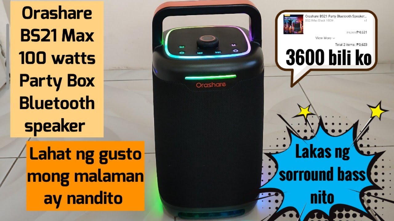 Orashare BS21 Max 100 watts Bluetooth speaker review - YouTube