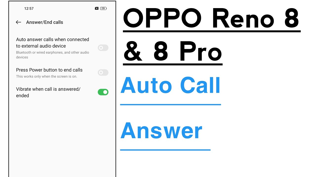 OPPO Reno 8 & 8 Pro Automatic Call Answer Settings - YouTube
