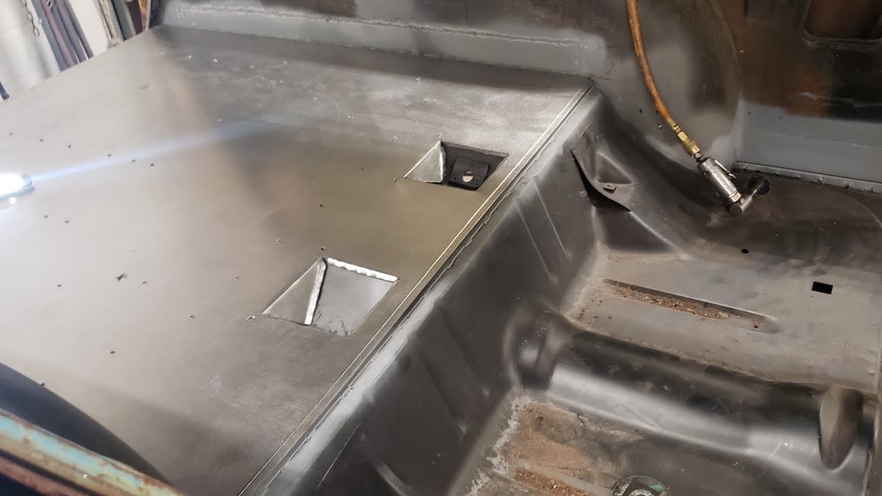 1956 Chevy 2 door wagon, rear custom floor pan - YouTube