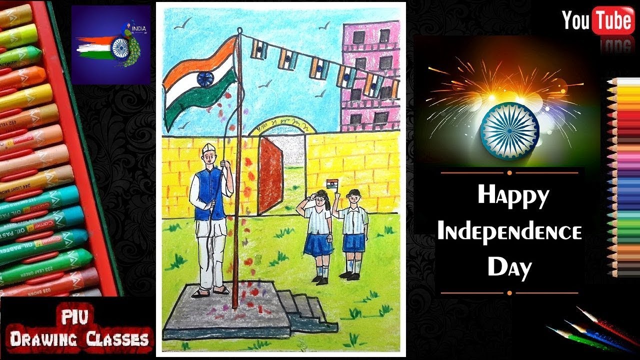 Indian Independence Day Drawing I How to Draw 15 August Independence ...