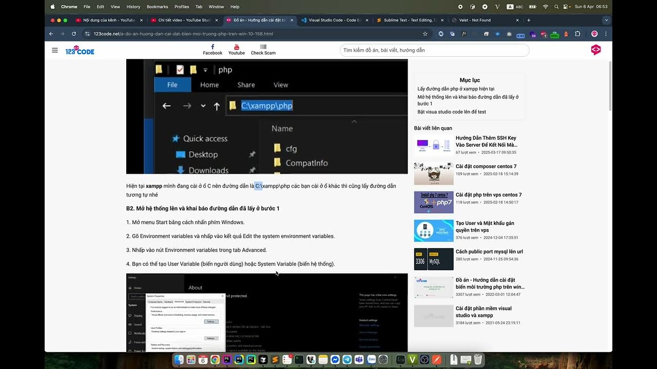 Đồ án tốt nghiệp bằng php laravel - 3. Cài đặt biến môi trường php- 123code.net - YouTube