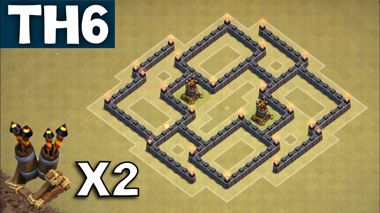 TH6 War Base with 2 AIR DEFENCES New Update - Clash of Clans - YouTube