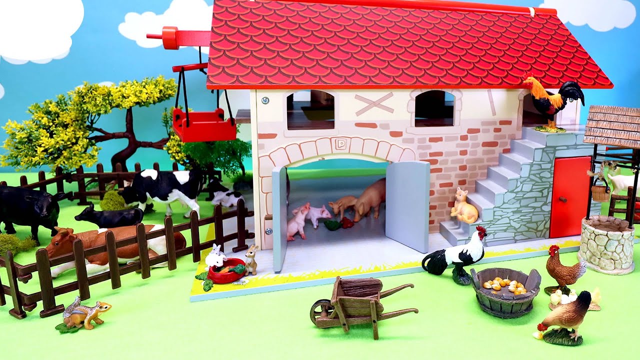 Farm Barn Set with Fun Animal Figurines - YouTube
