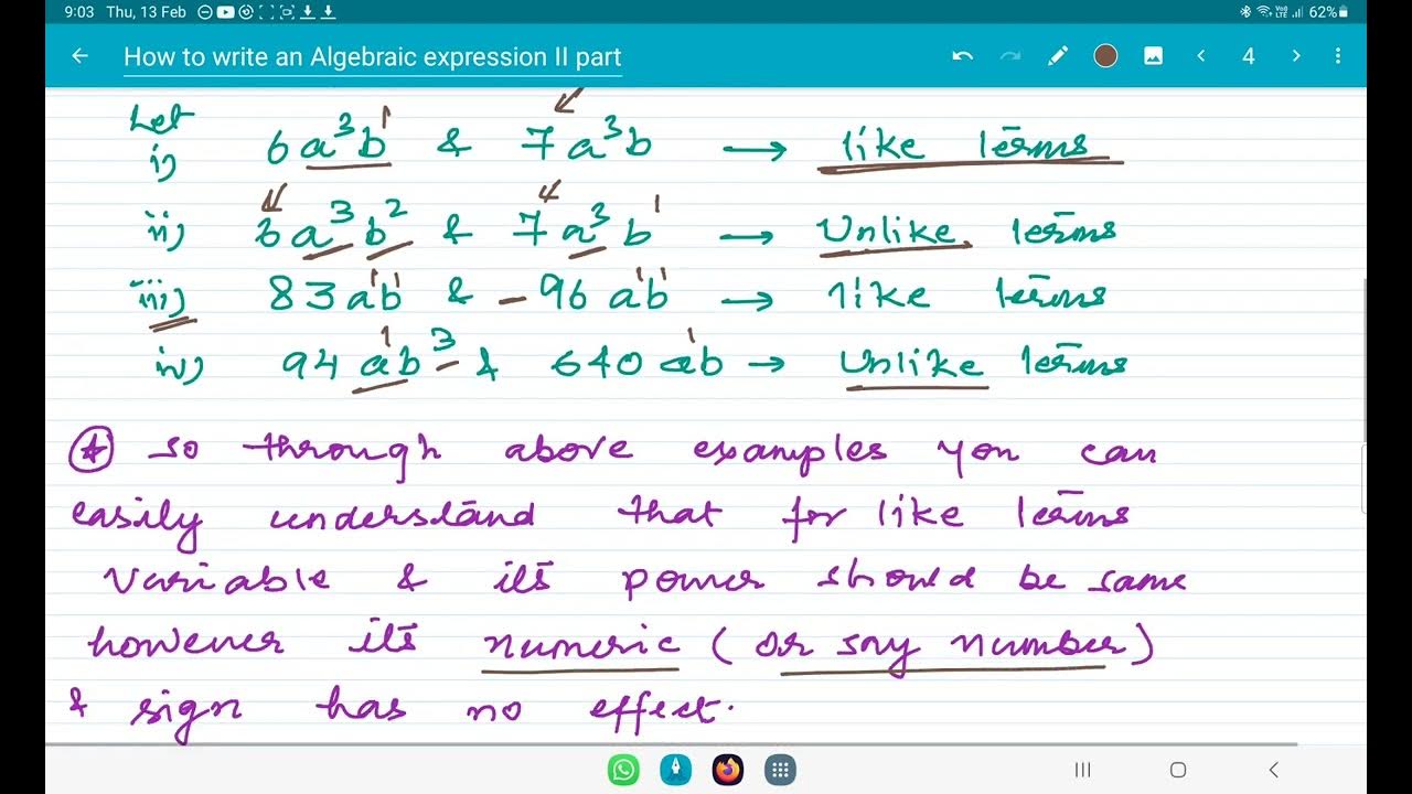 Class 6 : Algebraic Expressions Part 2 - YouTube