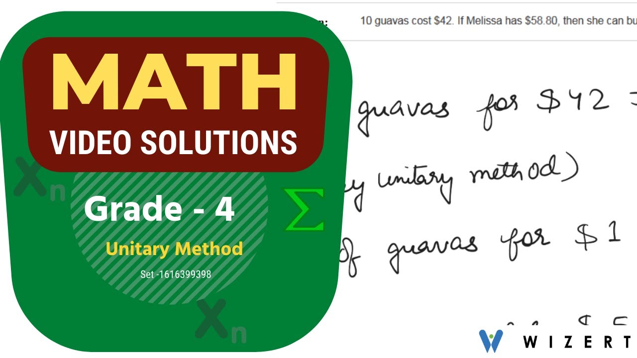 Mathematics Unitary Method questions for Grade 4 with answers - Set ...