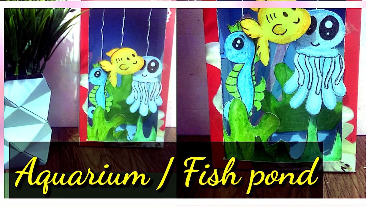 Aquarium |Fish pond | Box craft |paper craft | shoes box craft - YouTube