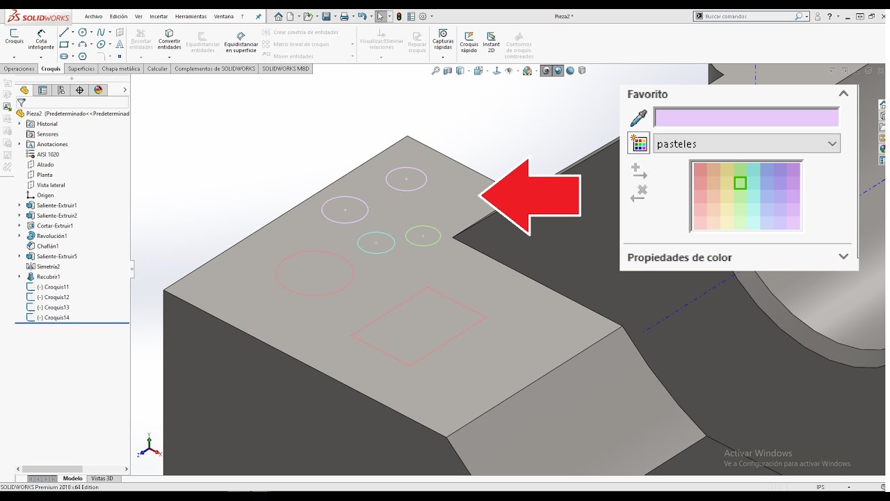 Color de CROQUIS en Solidworks 2019 - YouTube