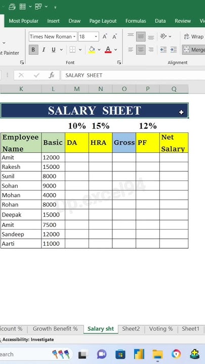 salary sheet #exceltech #excelshortcuts #excelgyan #exceltips #excel #exceltricks #excelworld ...