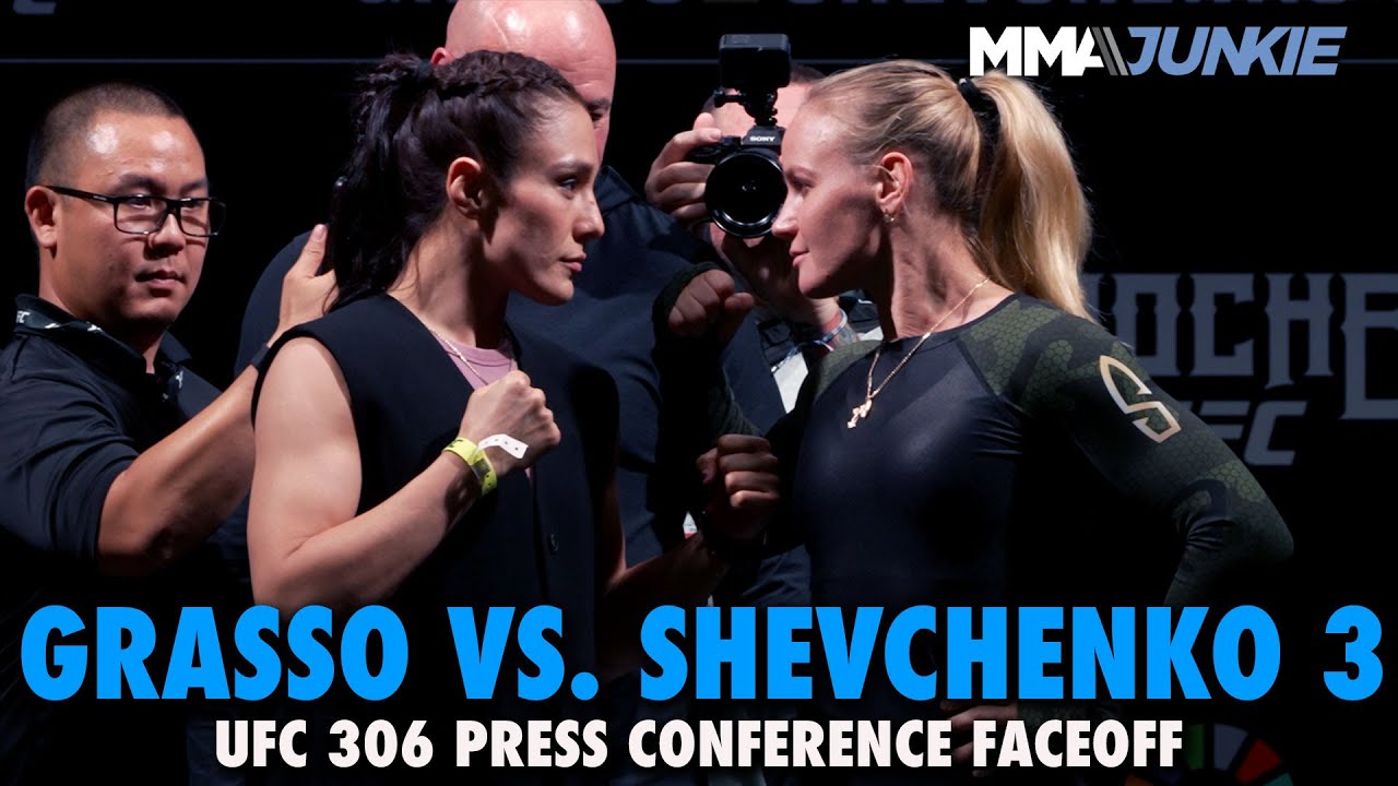 Alexa Grasso, Valentina Shevchenko Hug after UFC 306 Press Conference ...