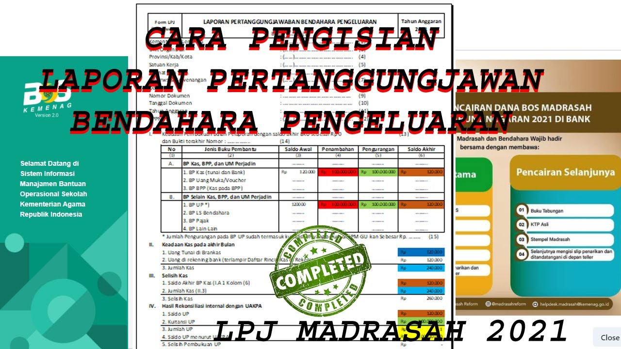 Cara Isi Laporan Pertanggungjawaban Bendahara Pengeluaran - LPJ BOS ...