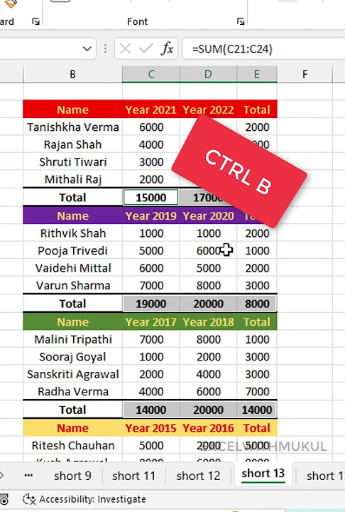 Trick Sum Shortcut In Excel Youtube