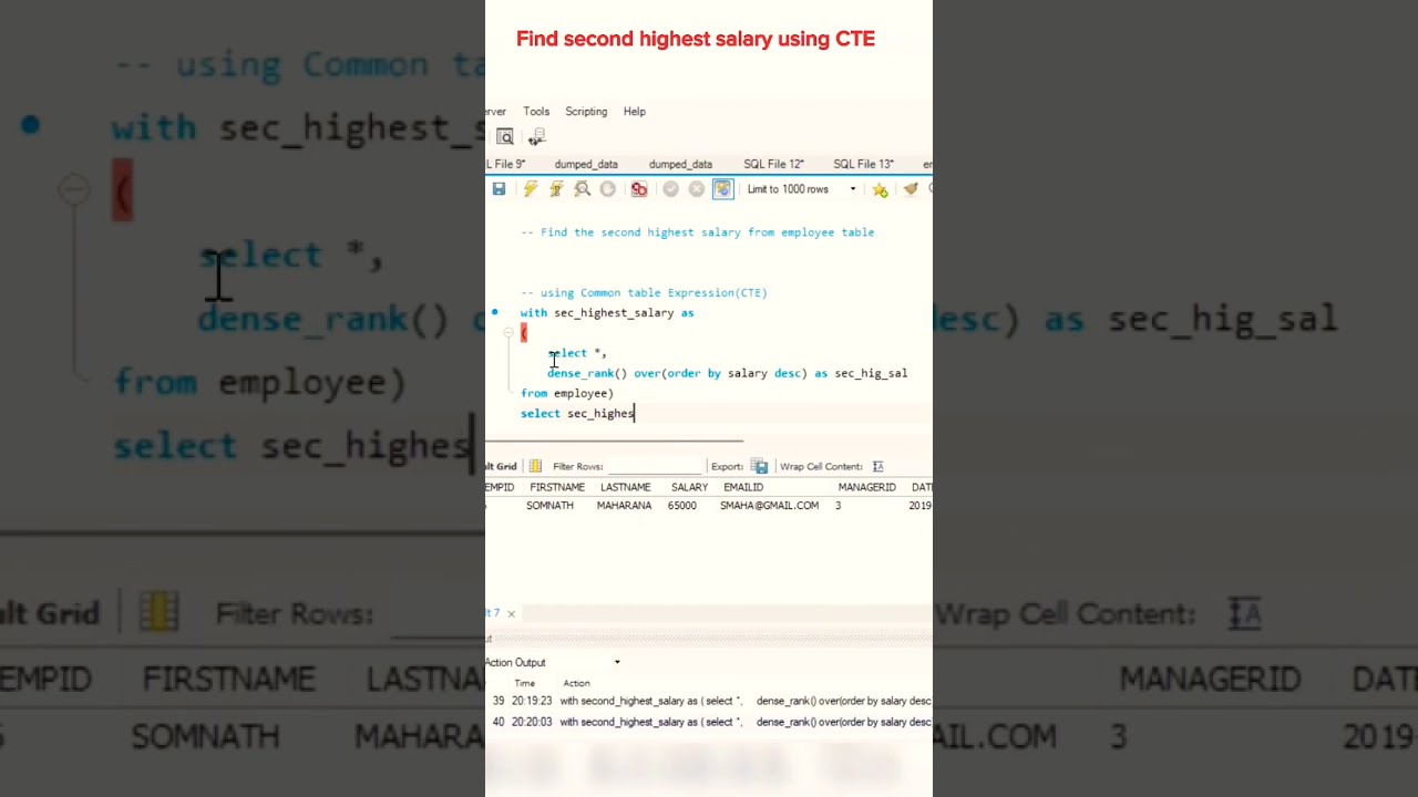 ion 2 Find Second Highest Salary Using CTE sql sqlserver ion 2 Find Second Highest Salary Using CTE sql sqlserver