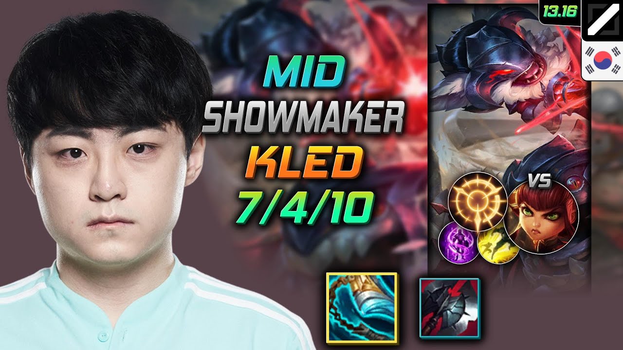 클레드 미드 템트리 룬 쇼메이커 발분 집공 - ShowMaker Kled Mid - 롤 KR 천상계 패치 13.16 - YouTube