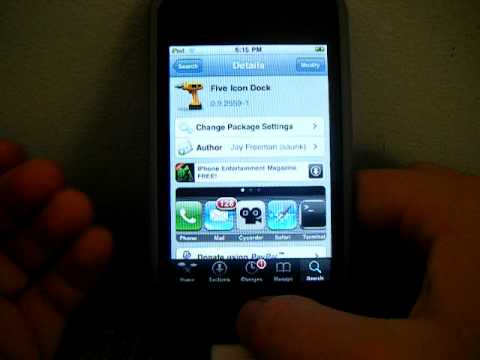 How to make a 5 icon dock on your ipod - YouTube