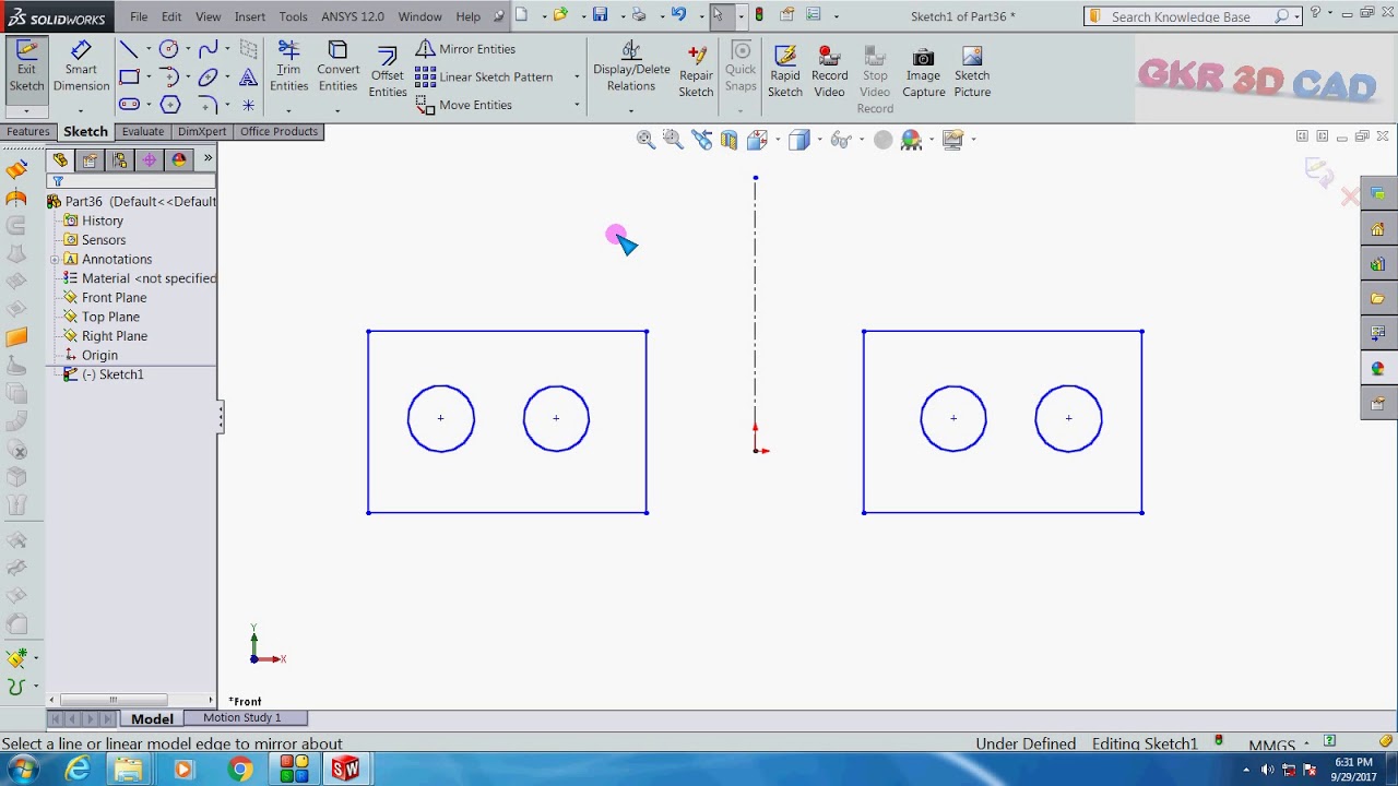 Solidworks tutorial| solidworks tutorial Mirror and Convert entity ...