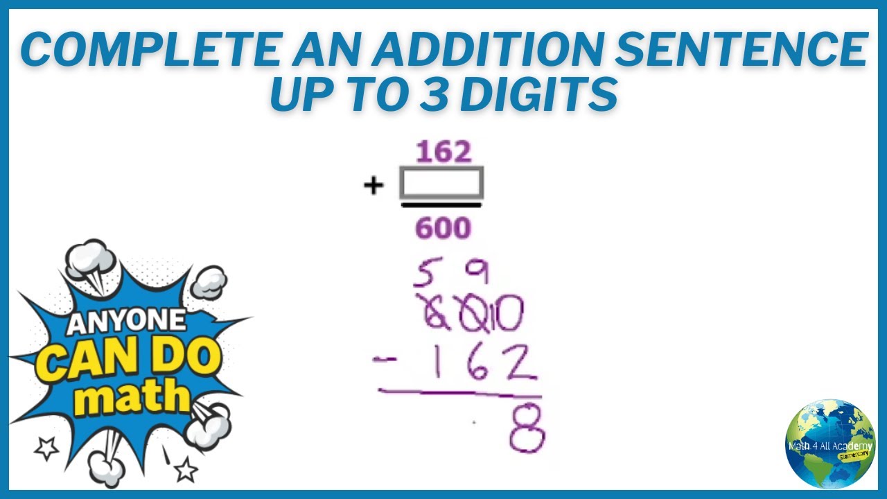 Complete an addition sentence up to 3 digits 🎓 Anyone Can Do Math - YouTube