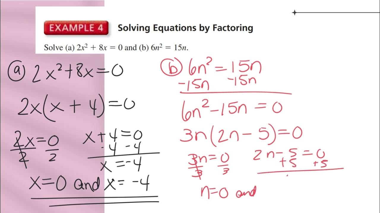 7.4 Solving Polynomial Equations in Factored Form - YouTube