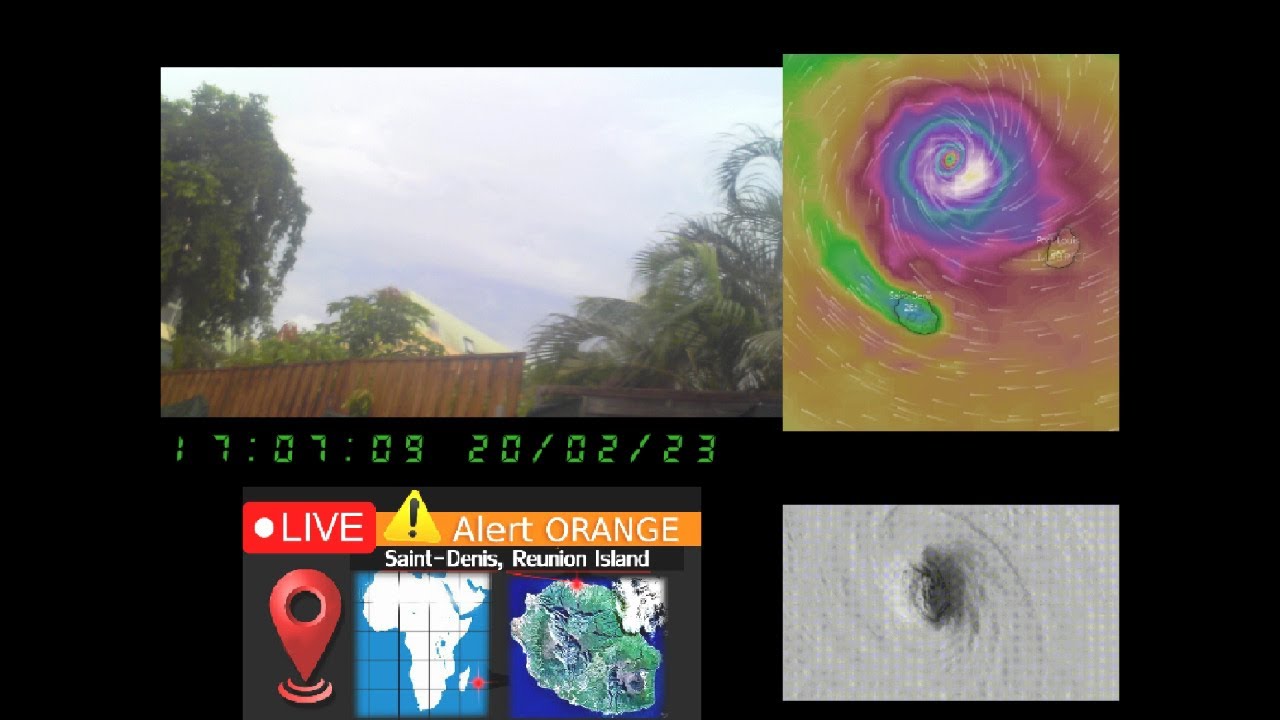 Live 03 - Cyclone Ouragan Hurricane Freddy - Saint-Denis - Reunion ...