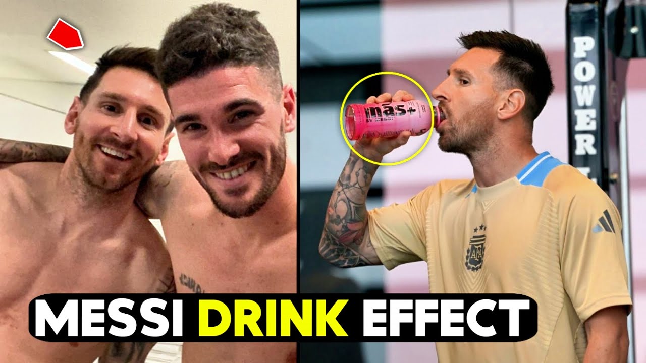 Messi with his new hydration drink Mas+ during today’s argentina ...