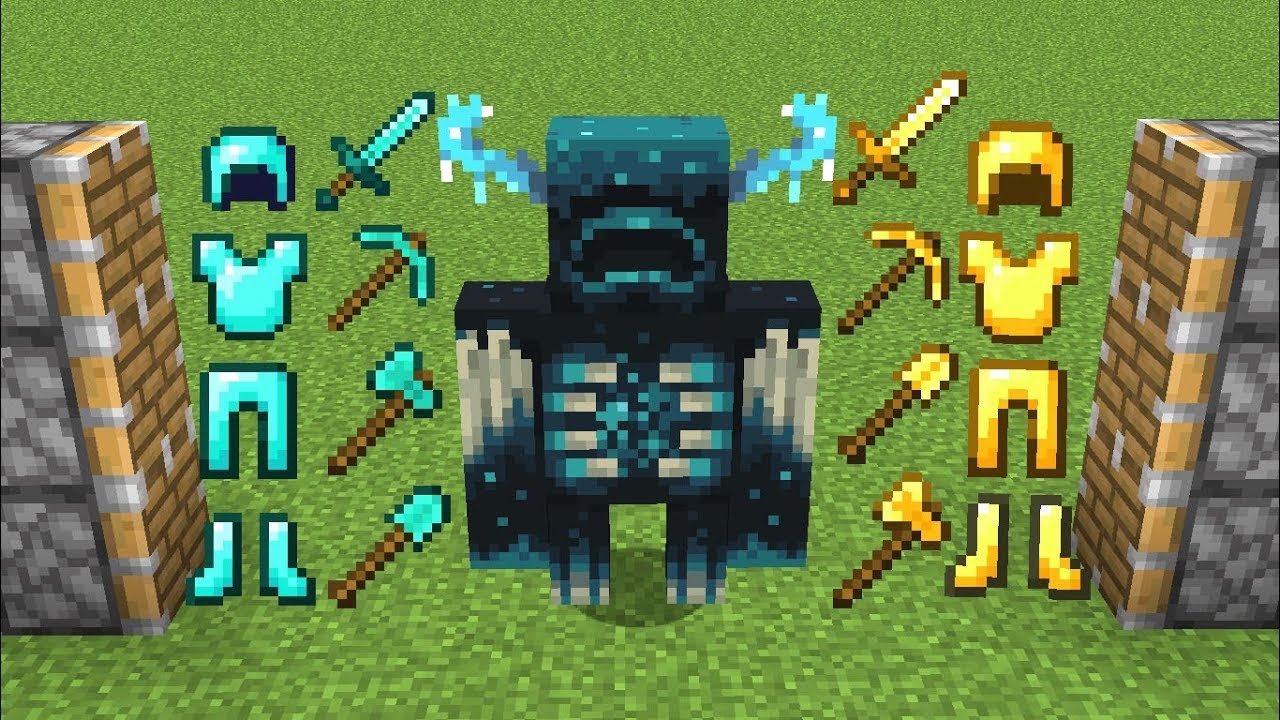 diamond armor + warden + gold armor = ??? - YouTube