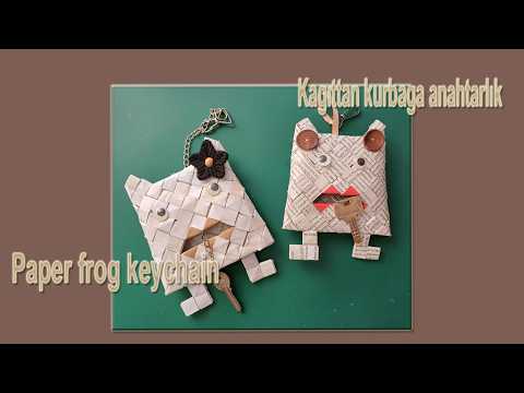 Kagıttan kurbaga anahtarlık  /  Paper frog keychain   🤩  Geridönüşüm / DIY / Recycle / Sıfır atık