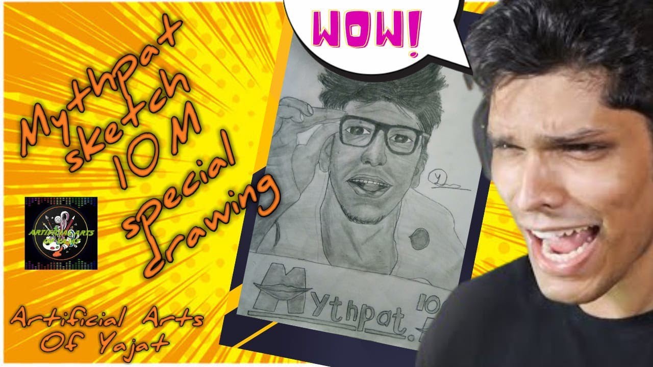 Mythpat as "Mythrao"|| Mythpat 10 M special drawing || artificial arts ...