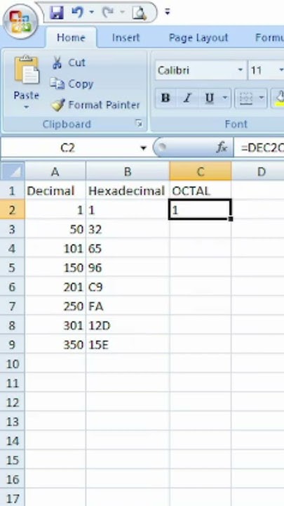 Convert A Decimal Number To Octal | DEC2OCT function In Excel - YouTube