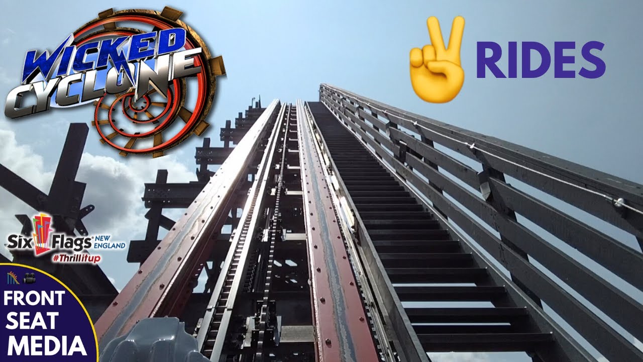 Two Rides on Wicked Cyclone roller coaster at Six Flags New England ...