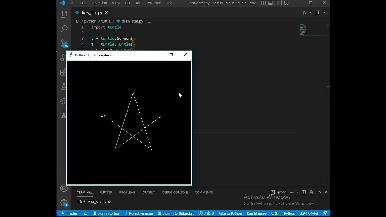 Draw Star 5 side using Python Turtle - YouTube