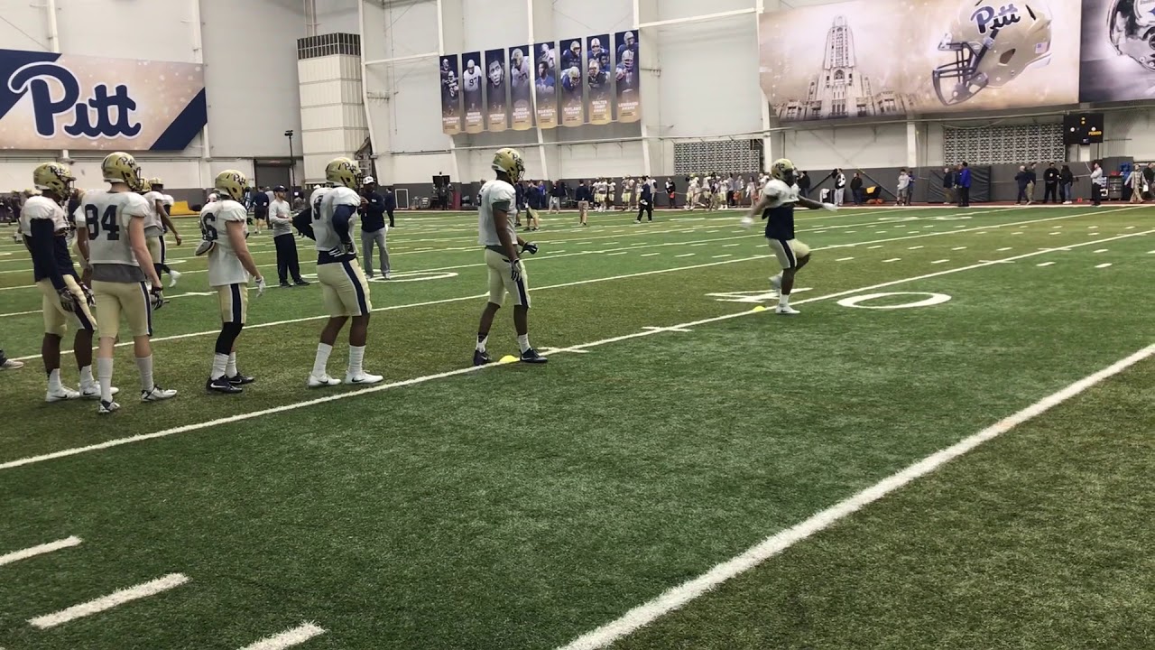 Pitt WR Footwork Drill 4/3/18 - YouTube