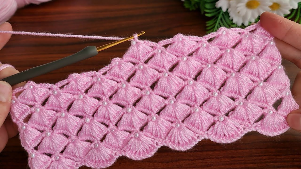 Super Easy!.. 🥰 Mussel knitting pattern with a magnificent pearl design ...